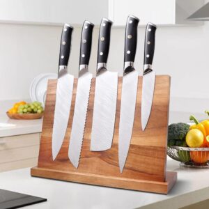 KEENZO Magnetic Knife Block 12"- Holds 10+ Knives, Double-Sided Magnetic Knives Holder with Powerful Magnet & Non-slip base for Home Kitchen Multifunction Cutlery Stand and Storage Rack Without Knives