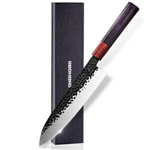 redmond chef’s knife gyuto 8 inch kitchen knife 9cr18mov super sharp cooking knife sushi knife with ergonomic handle, gift box