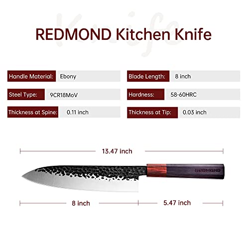 REDMOND Chef’s Knife Gyuto 8 inch Kitchen Knife 9CR18MoV Super Sharp Cooking Knife Sushi Knife with Ergonomic Handle, Gift Box