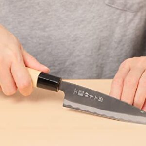 Seki Sanbonsugi Japanese Utility Chef Kitchen Knife, KUROUCHI Carbon Tool Steel Petty Paring Knife, Shiraki Wooden Handle, 135 mm, Made in Seki Japan