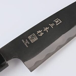 Seki Sanbonsugi Japanese Utility Chef Kitchen Knife, KUROUCHI Carbon Tool Steel Petty Paring Knife, Shiraki Wooden Handle, 135 mm, Made in Seki Japan