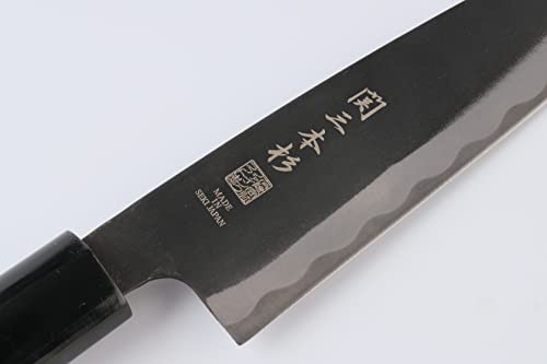 Seki Sanbonsugi Japanese Utility Chef Kitchen Knife, KUROUCHI Carbon Tool Steel Petty Paring Knife, Shiraki Wooden Handle, 135 mm, Made in Seki Japan