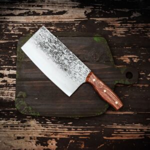 ZENG JIA DAO Cleaver Knife, Heavy Duty Meat Cleaver 8 inch Hand Forged Meat Knife Chopper Knife Full Tang Kitchen Knife for Home Restaurant