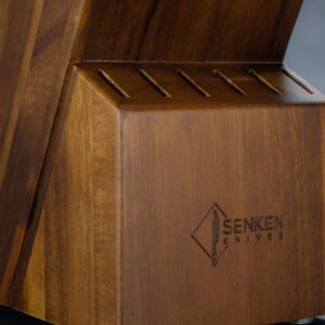 SENKEN Acacia Wood Knife Block Without Knives - 15 Slots for Chef Knife Set, Steak Knives, And Kitchen Shears, Smoothly Finished Natural Acacia Hardwood