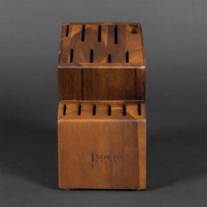 SENKEN Acacia Wood Knife Block Without Knives - 15 Slots for Chef Knife Set, Steak Knives, And Kitchen Shears, Smoothly Finished Natural Acacia Hardwood