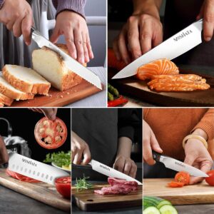 MOSFiATA Kitchen Knife Set-5Pcs, Professional Kitchen Chef’s Knives with Ultra Sharp Stainless Steel Blades, Bread Knife Cooking Knives Sets (silver)