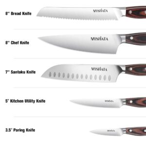 MOSFiATA Kitchen Knife Set-5Pcs, Professional Kitchen Chef’s Knives with Ultra Sharp Stainless Steel Blades, Bread Knife Cooking Knives Sets (silver)