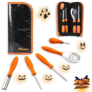 vemake pumpkin carving kit 5pcs - professional halloween pumpkin carving set - heavy duty stainless steel pumpkin carving knives tool set for kids (orange-s)