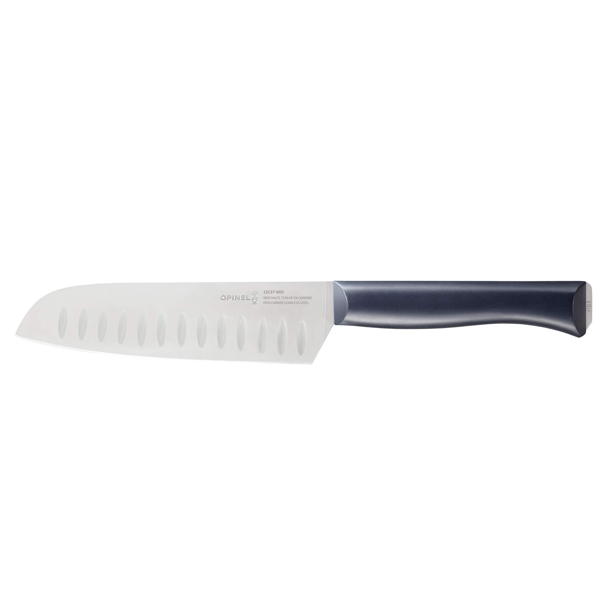 Opinel Intempora Santoku Knife – Full Tang Kitchen Knife for Slicing Vegetables, Meat, Blade Divots to Prevent Sticking, Sandvik Steel, Made in Portugal