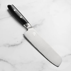 Yaxell Mon 7" Nakiri Knife - Made in Japan - VG10 Stainless Steel with Micarta Handle