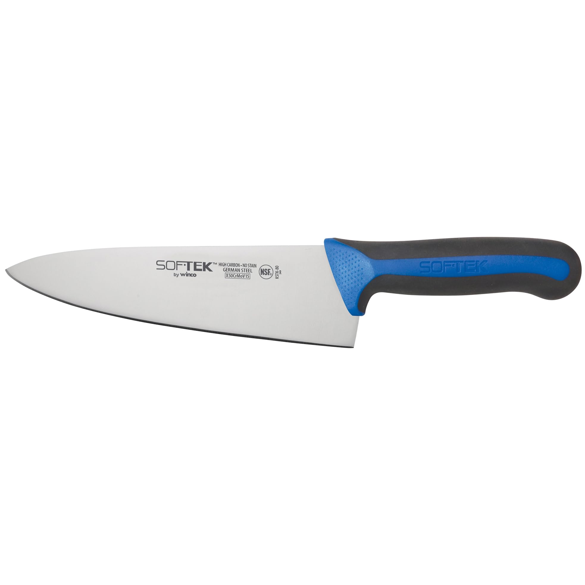 Sof-Tek, 8" Cook's Knife, Soft Grip Handle,Silver/Black/Blue