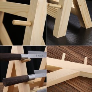 Japanese Bayonet Wooden Knife Rest Wooden Knife Holder Swinging Knife Rack Wooden Shelf Willow Knife Sushi Chef Tool (Six Layer)