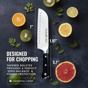 CUTLUXE Chef, Santoku & Utility Knife Set – Forged High Carbon German Steel – Full Tang & Razor Sharp – Ergonomic Handle Design – Artisan Series