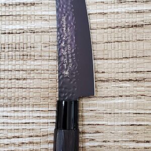 Satake Made in Japan Traditional Hammered Black Rust Resistant Molibdenium, Titanium Coated Chef's Knife (806-039 Santoku Blade 170mm)