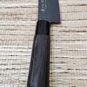 Satake Made in Japan Traditional Hammered Black Rust Resistant Molibdenium, Titanium Coated Chef's Knife (806-039 Santoku Blade 170mm)