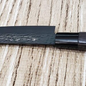 Satake Made in Japan Traditional Hammered Black Rust Resistant Molibdenium, Titanium Coated Chef's Knife (806-039 Santoku Blade 170mm)