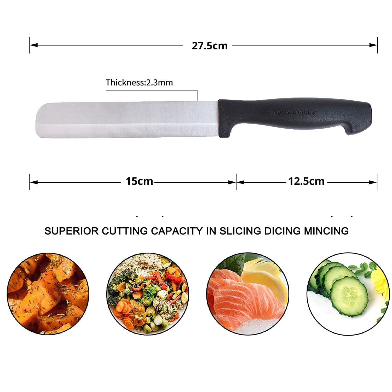 POLYGUARDS 10.5 inch Chef Knife, Stainless Steel Kitchen Cooking Knife, Professional Chef's Knives