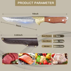 Purple Dragon 8 Inch Ultra Sharp Butcher Knife with 5 Inch Brisket Boning Knife Japanese Steel