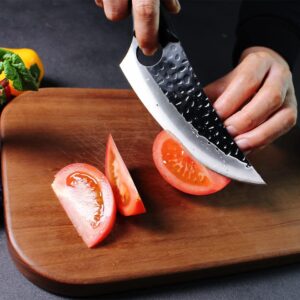 KOPALA Kitchen Knife Multi-purpose Boning Knives for Cooking, BBQ, Camping, Grill, Carbon Steel Chef Knife with Leather Sheath