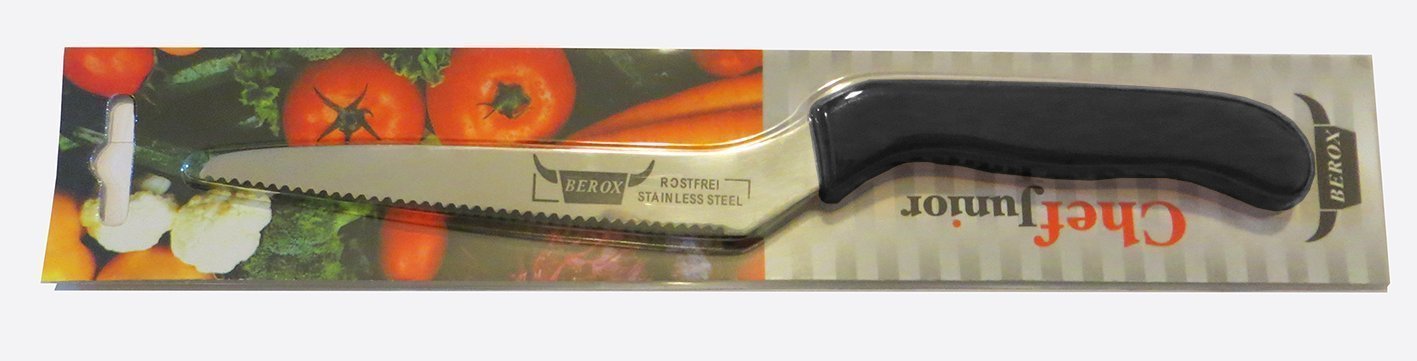 Berox Chef Junior 5 Inches Blade Kitchen Cutting Slicing Knife Offset Handle (Black)