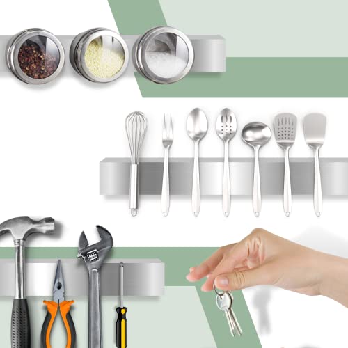 Magnetic Knife Holder for Wall - 16 Inch Knife Rack with Adhesive Backing - Kitchen Utensil Holder - Stainless Steel Magnetic Knife Strip - Knife Bar, Knife Organizer