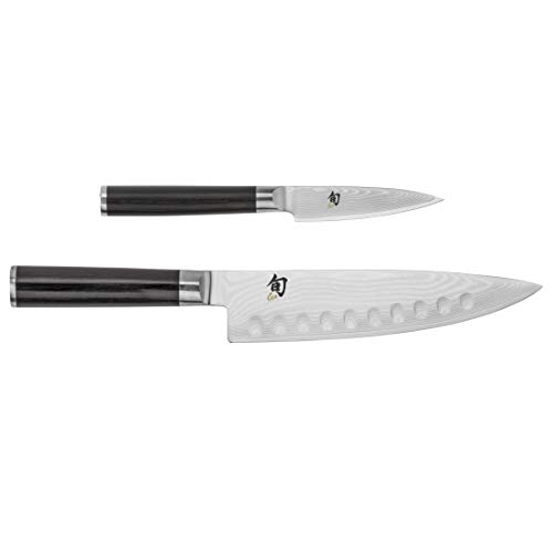 Shun Cutlery Classic 2-Piece Starter Set 8, Multi-Purpose Hollow Ground Chef’s 3.5-inch Paring Knife are The Essential Kitchen Duo, Exquisitely Handcrafted Japanese