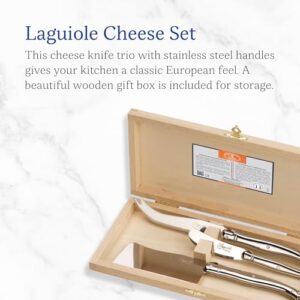 Jean Dubost Laguiole 3-Piece Cheese Knife Set - Stainless Steel