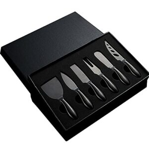 black cheese knives set 6 piece slicer cutter fork spreader tool collection stainless steel