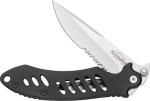 remington cutlery r19073 f.a.s.t. medium folder knife with bead blast finish serrated blade, 4 1/8-inch, black