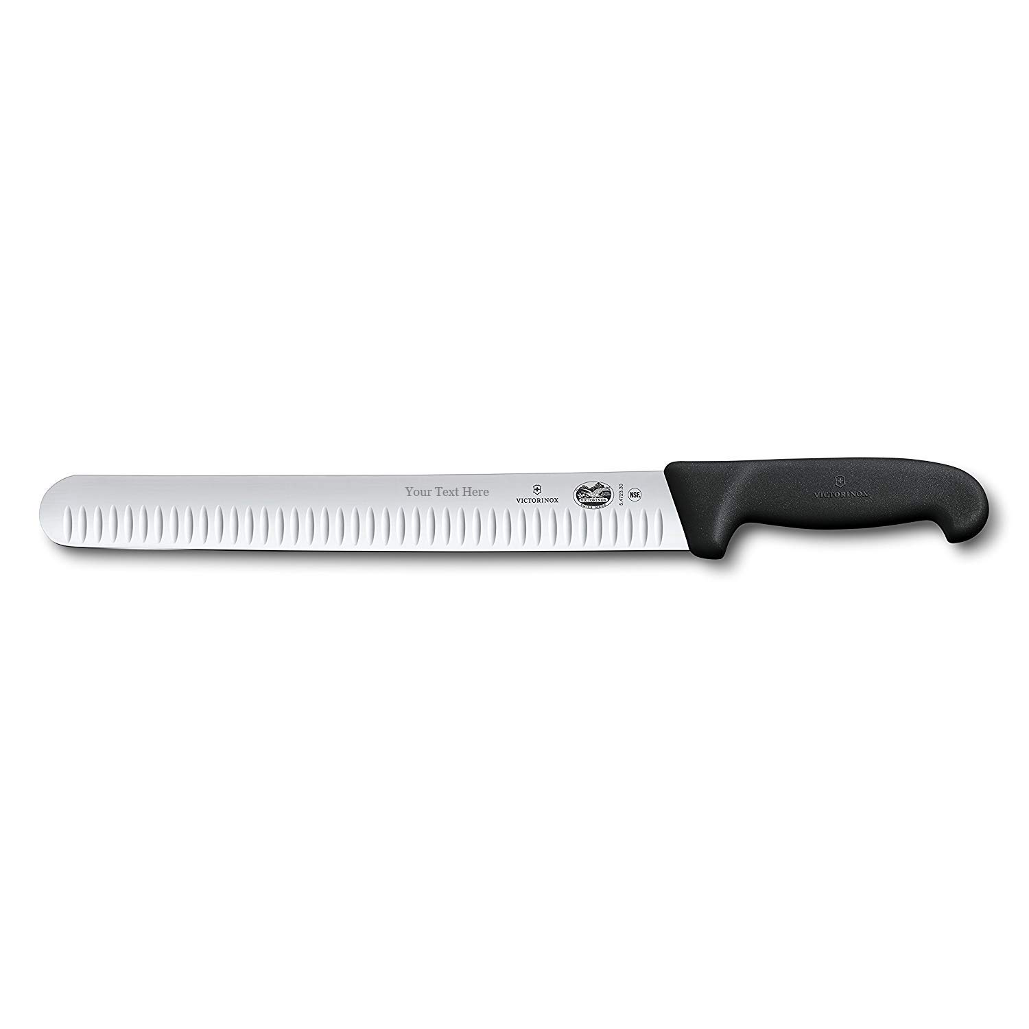 Victorinox Swiss Army Cutlery Fibrox Pro Slicing Knife, Granton Blade, 12-Inch - Custom Engraved