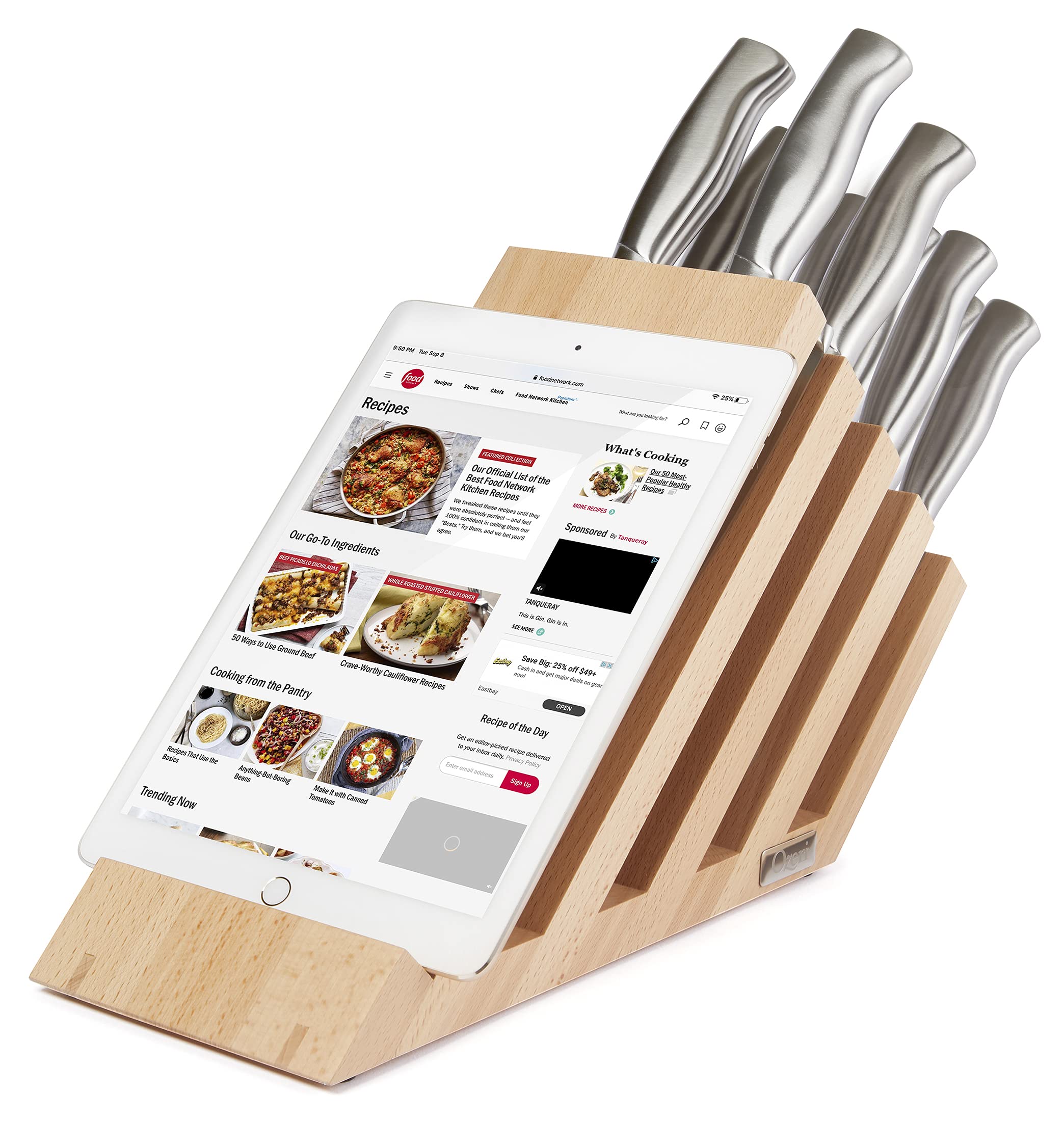 Ozeri Magnetic Knife Block and Tablet Holder, Made in Italy