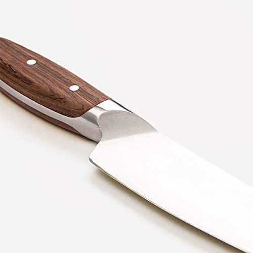 NOBOX All Purpose Chef Knife - 8-inch Stainless Steel Blade - Non-Slip 4-inch Rosewood Handle - Leather Sheath, Belt Clip Easy to Sharpen, Ergonomic Kitchen Knife