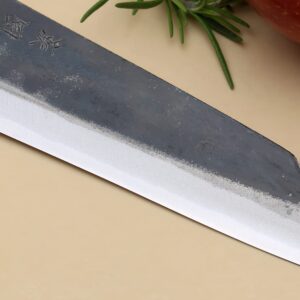 Yoshihiro Mizu Yaki Blue High Carbon Steel #1 Black Forged Petty Kiritsuke Japanese Utility Knife Shitan Handle (6'' (150mm) & Saya)