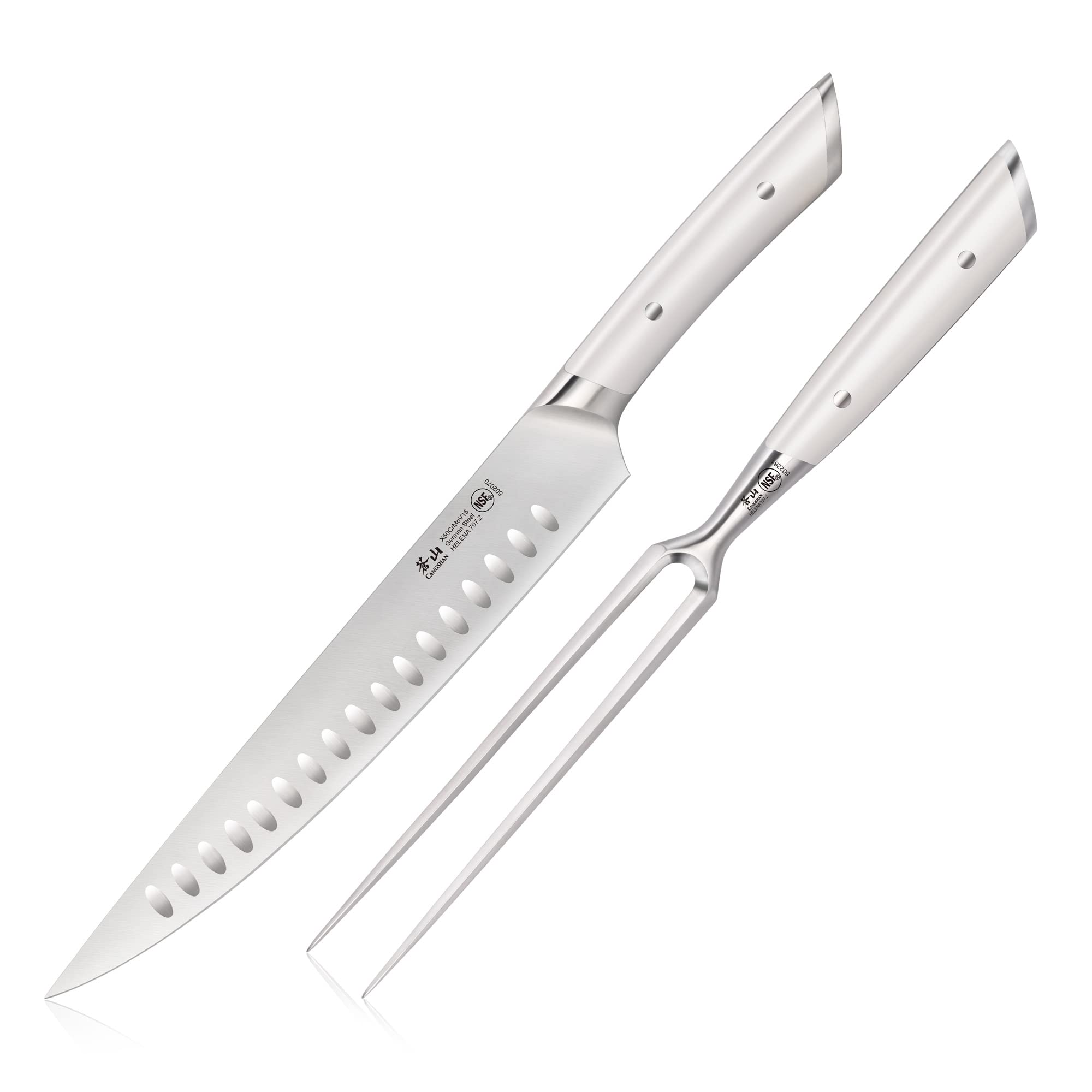 Cangshan HELENA Series German Steel Forged 2-Piece Carving Set (White)