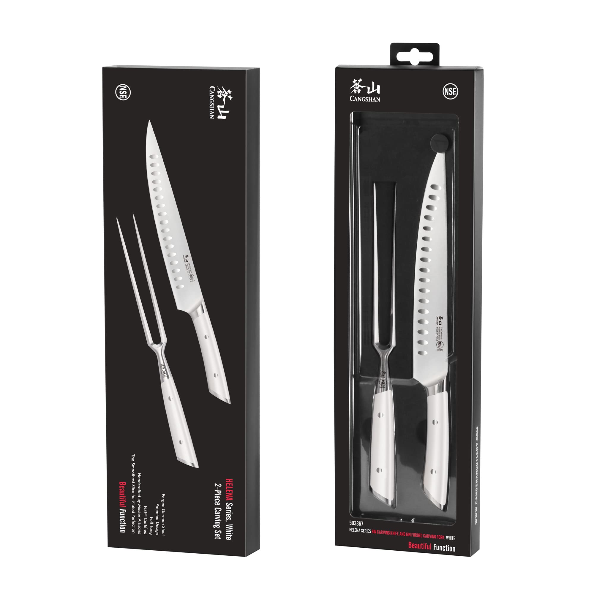 Cangshan HELENA Series German Steel Forged 2-Piece Carving Set (White)