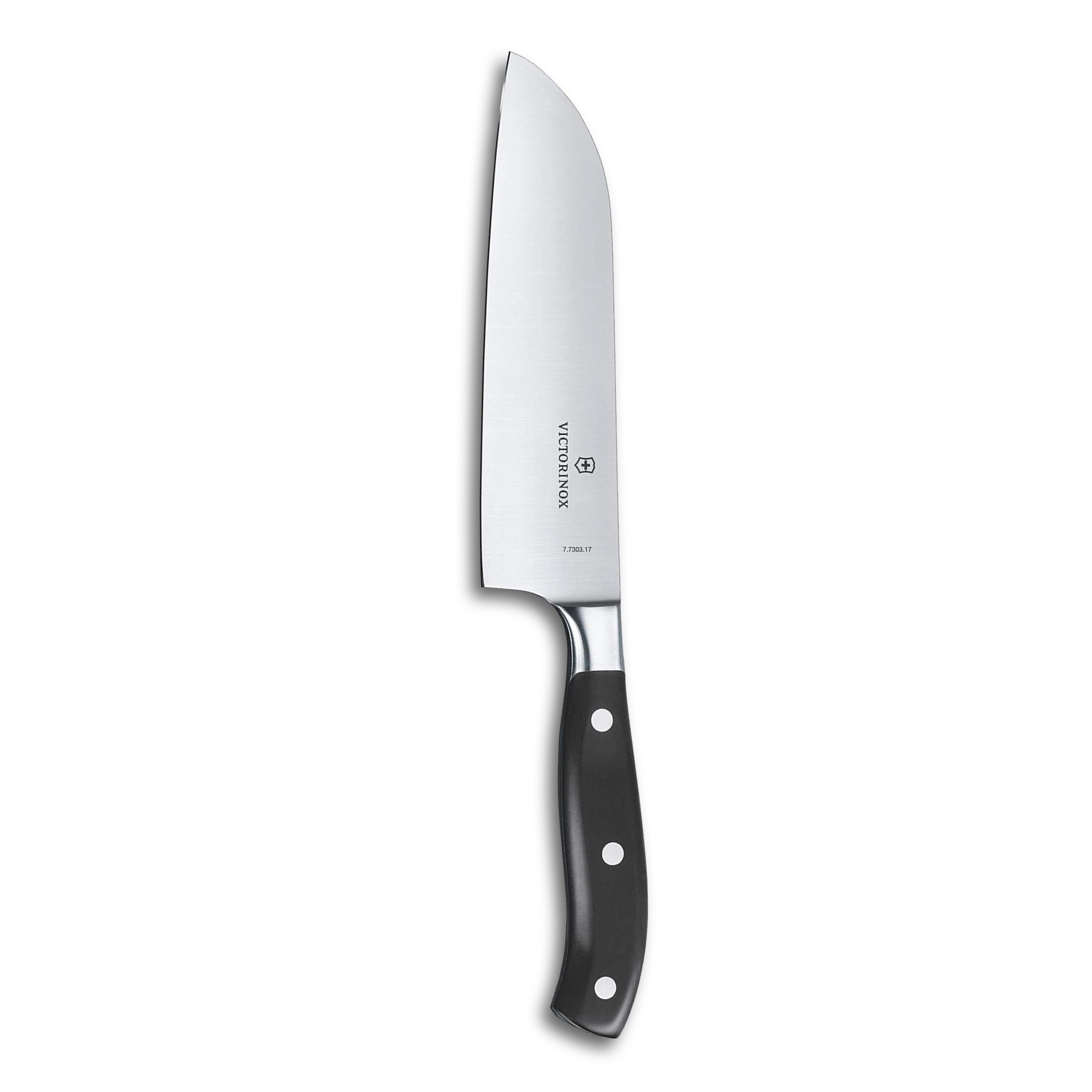 Victorinox Grand Maitre Santoku Knife - Sharp Kitchen Knife with a Fluted Edge - Ergonomic Chopping Knife for Kitchen Essentials - Straight Edge, 7"