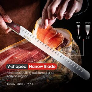 Huusk Slicing Carving Knife with Viking Kitchen Camping knife Japanese for Home Outdoor BBQ Gift