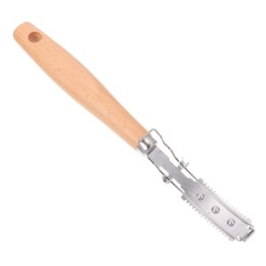 hemoton pig hair scraping device lame razor pig hair scraper pork : pig hair shaving stainless steel meat hair scraper wood handle blade meat hair gadget tool meat hair remover