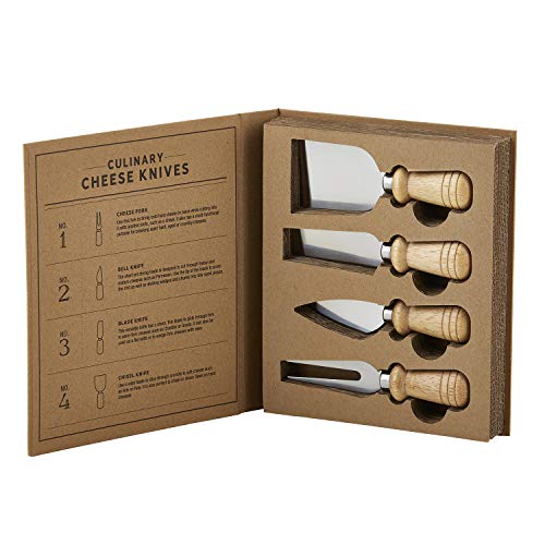 Santa Barbara Design Studio Gift Set Kitchen Essentials TableSugar Kraft Cardboard Book Gift Box, 4-Pieces, Cheese Knives