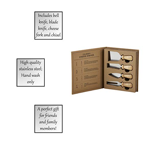 Santa Barbara Design Studio Gift Set Kitchen Essentials TableSugar Kraft Cardboard Book Gift Box, 4-Pieces, Cheese Knives