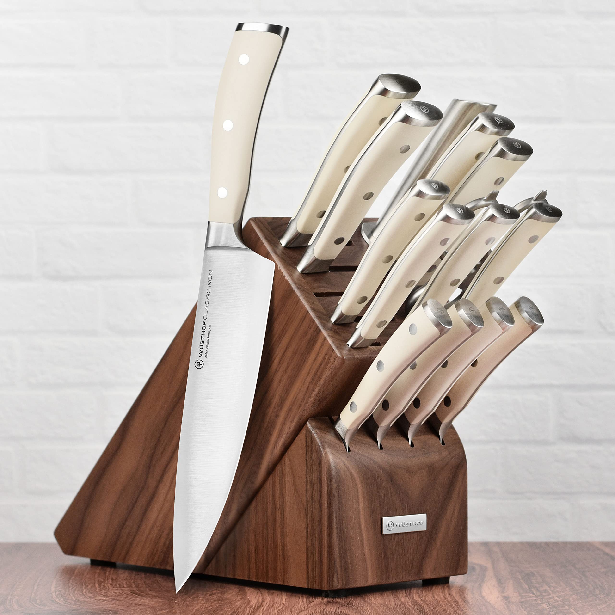 Wusthof Classic Ikon Creme 16 Piece Knife Set with Walnut Block