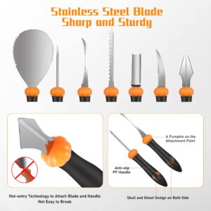 AIR PROPELLER Pumpkin Carving Kits with 7PCS of Stainless Steel Pumpkin Carving Tools,Professional Pumpkin Carving Knife for Jack-O-Lanterns,Pumpkin Carver Kit with Carrying Bag