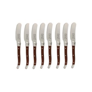 Laguiole 8-Piece Cheese Knife Set – Stainless Steel Cheese Spreaders – Dip, Cheese & Butter Knife Spreader – Cheese Knives Set for Parties – Luxurious Charcuterie Accessories (Pakkawood, Brown)