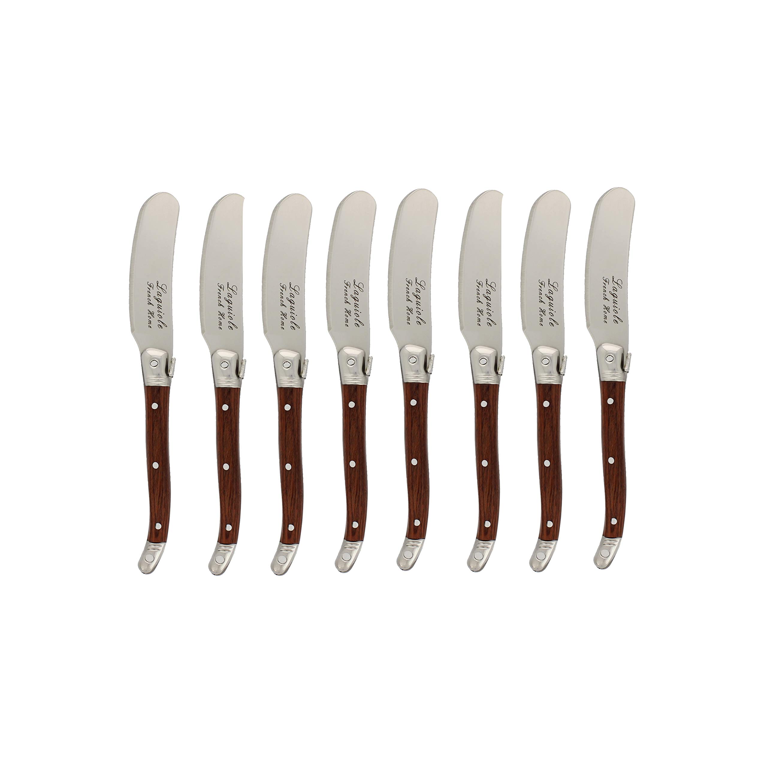 Laguiole 8-Piece Cheese Knife Set – Stainless Steel Cheese Spreaders – Dip, Cheese & Butter Knife Spreader – Cheese Knives Set for Parties – Luxurious Charcuterie Accessories (Pakkawood, Brown)