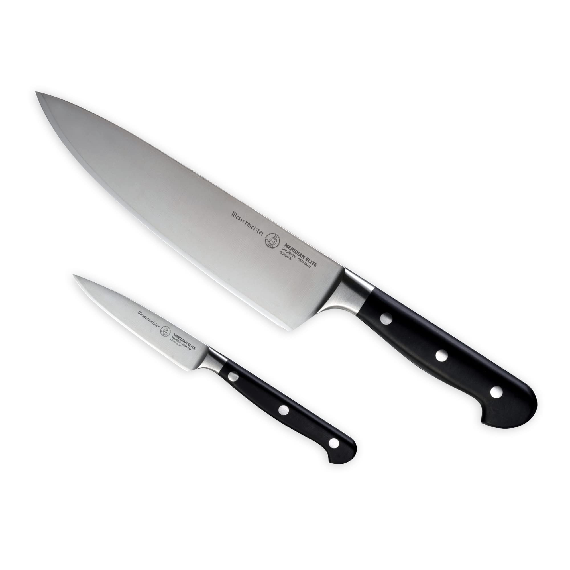 Messermeister Meridian Elite Chef & Parer Set - Includes 8" Stealth Chef's Knife & 3.5" Paring Knife - Rust Resistant & Easy to Maintain