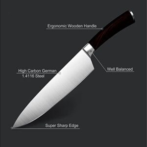 Enfmay Kitchen Knives Set, High Carbon 8inch Chef Knife and 7inch Santoku with Ergonomic Pakkawood Handles, Gift Wrapped, Dark Brown