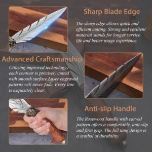 Feather Viking Knife Dragon Butcher Bone Cleaver Knife Set Boning Knife Kitchen Cleaver with Sheath for Outdoor Camping BBQ Collection Christmas Gift Men