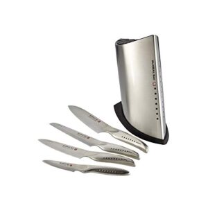 global sai-5001 5 piece knife block set, silver