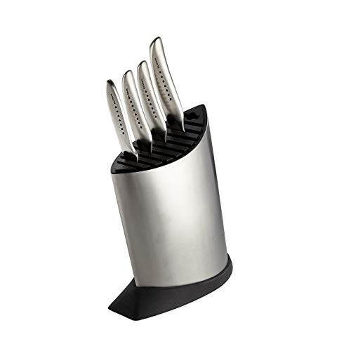 Global SAI-5001 5 Piece Knife Block Set, Silver