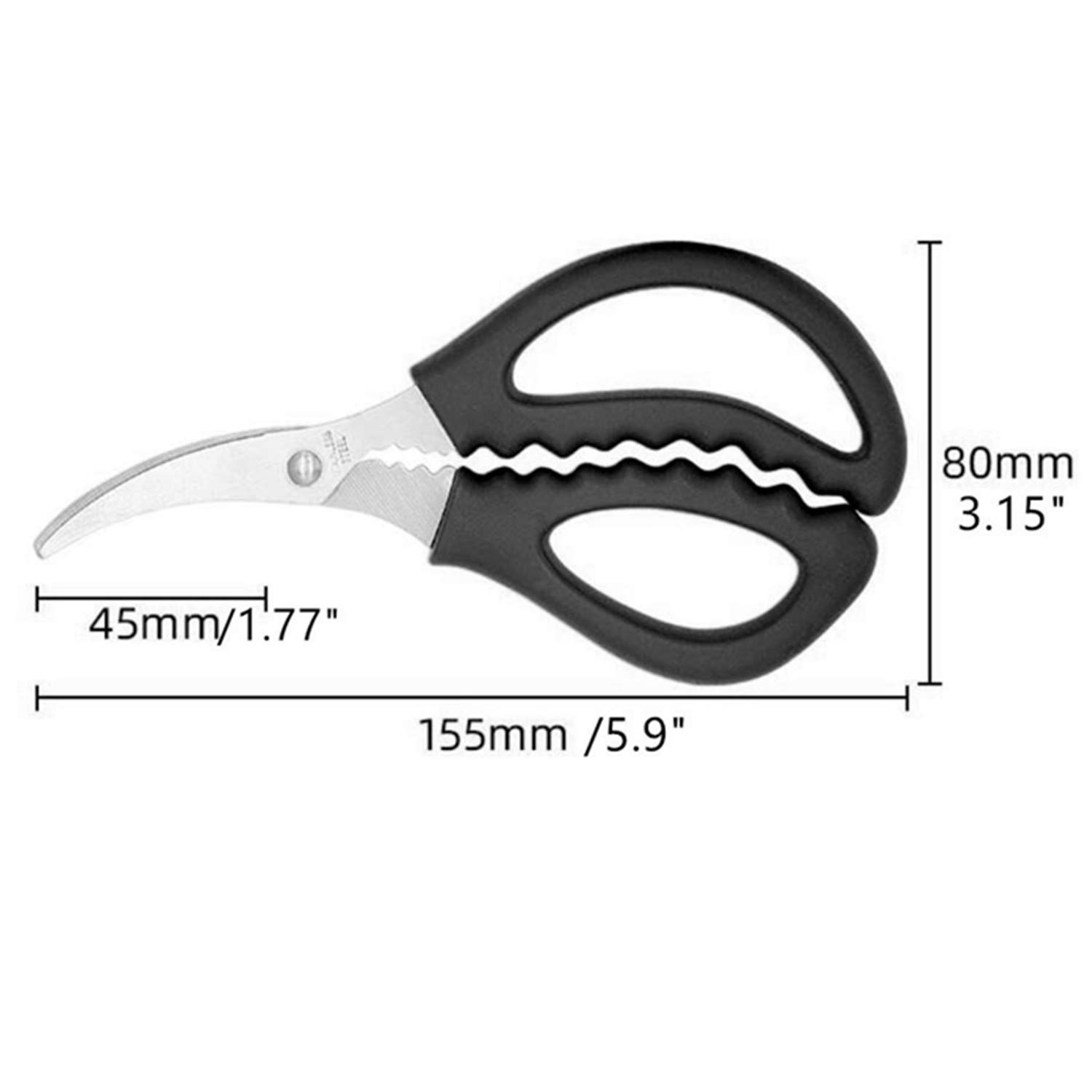 ZHU YU CHUN 6 Pcs Seafood Scissors for Kitchen Seafood Fish Crab Shrimp Lobster Scissors, Black